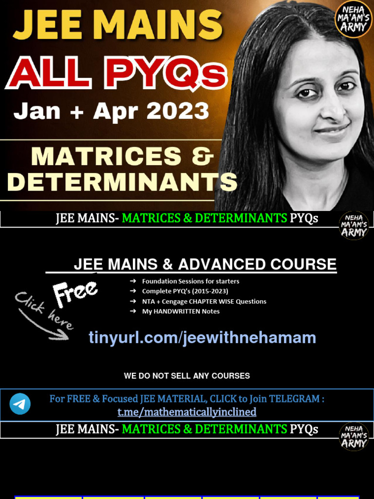Matrices - Determinant - JEE (Main) - 2024 | PDF | Determinant | Matrix ...