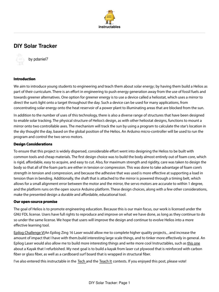 DIY Solar Tracker | PDF