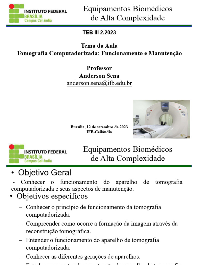 Aula1 Tomografia Computadorizada Anderson Sena | PDF | Tomografia computadorizada | Raio X