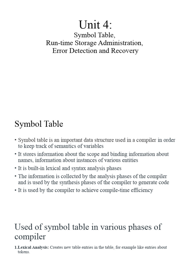 Unit 4 Symbol Table | PDF