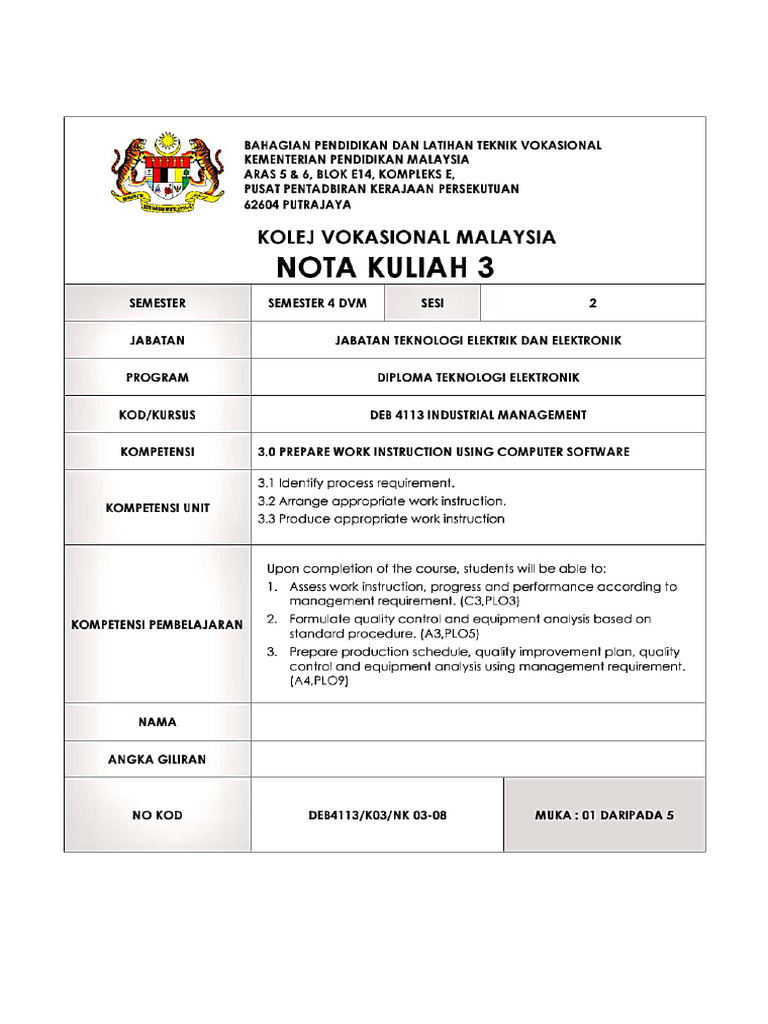 Nota Kuliah 3 | PDF