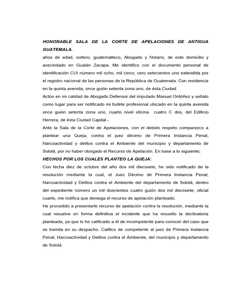 Recurso de Queja | PDF | Apelación | Ley politica