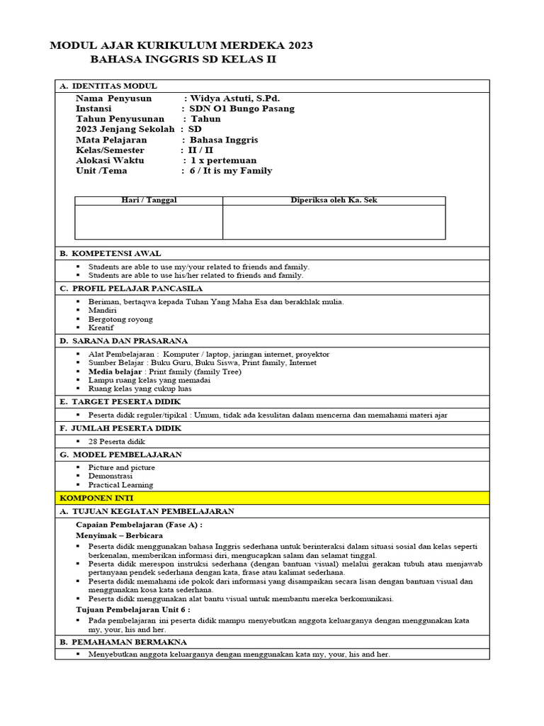 Modul Ajar Kurikulum Merdeka 2023 | PDF