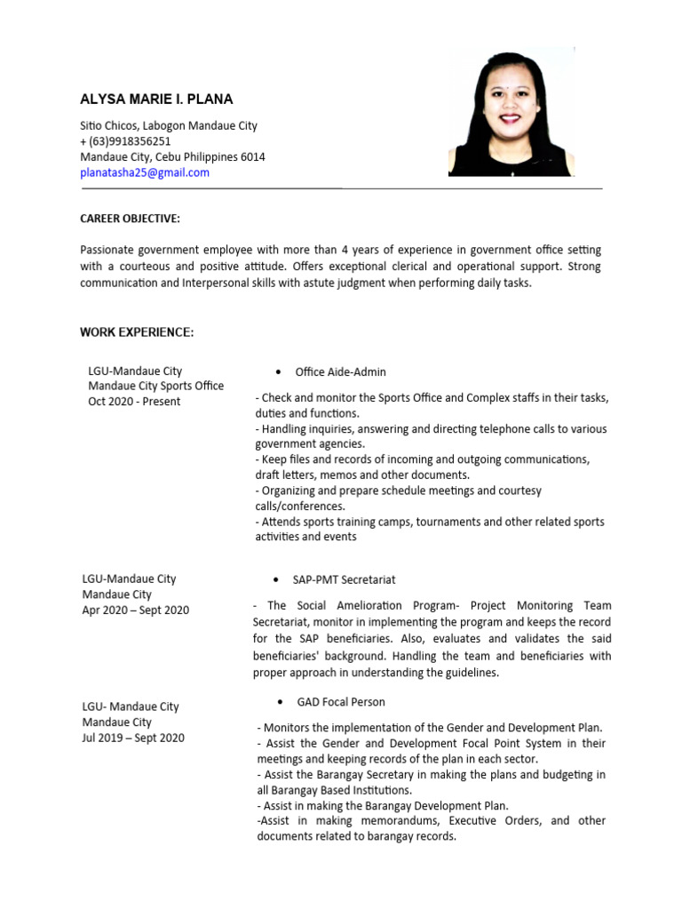 Alysa Marie Ibale Plana (Resume) | PDF