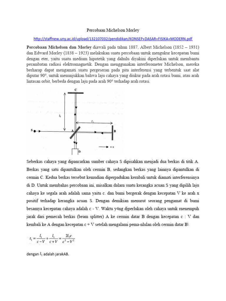 Percobaan Michelson Morley | PDF