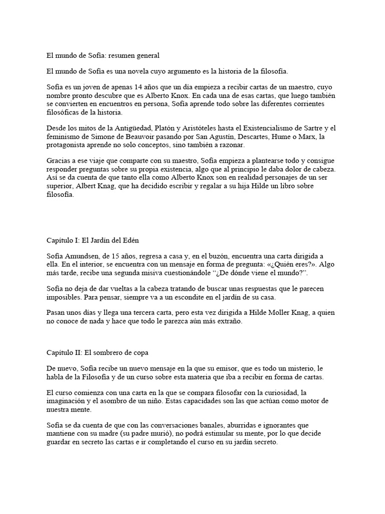 El Mundo de Sofía - Resumen 1 | PDF | Platón | Sócrates
