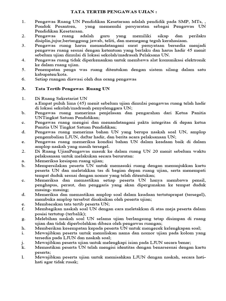 Tata Tertib Pengawas Ujian | PDF