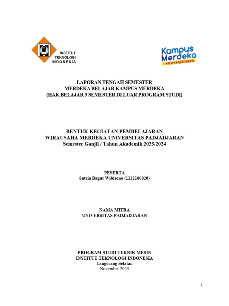 Laporan MBKM Wirausaha Unpad 2023 | PDF | Bisnis | Seni