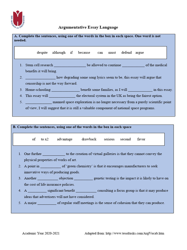 Argumentative Essay Language | PDF | Essays | Clothing