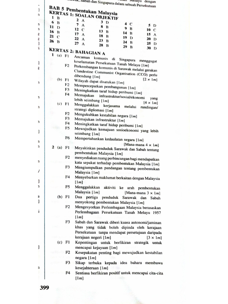 Answer Sejarah F5 Bab 5 | PDF