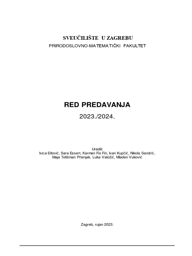 Red Predavanja PMF 23 24 Final 9 23 | PDF