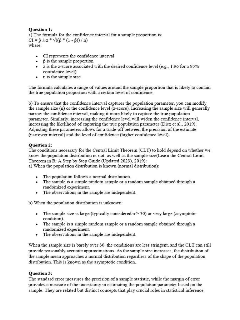 MATH 1281 Discussion Assignment Unit 1 | PDF | Confidence Interval | Sample Size Determination