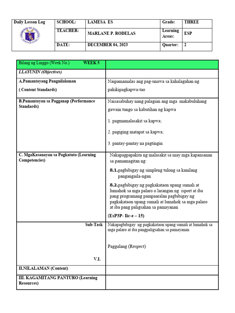 ESP-Q2-WK 5 - Day 1 Dec. 4 | PDF