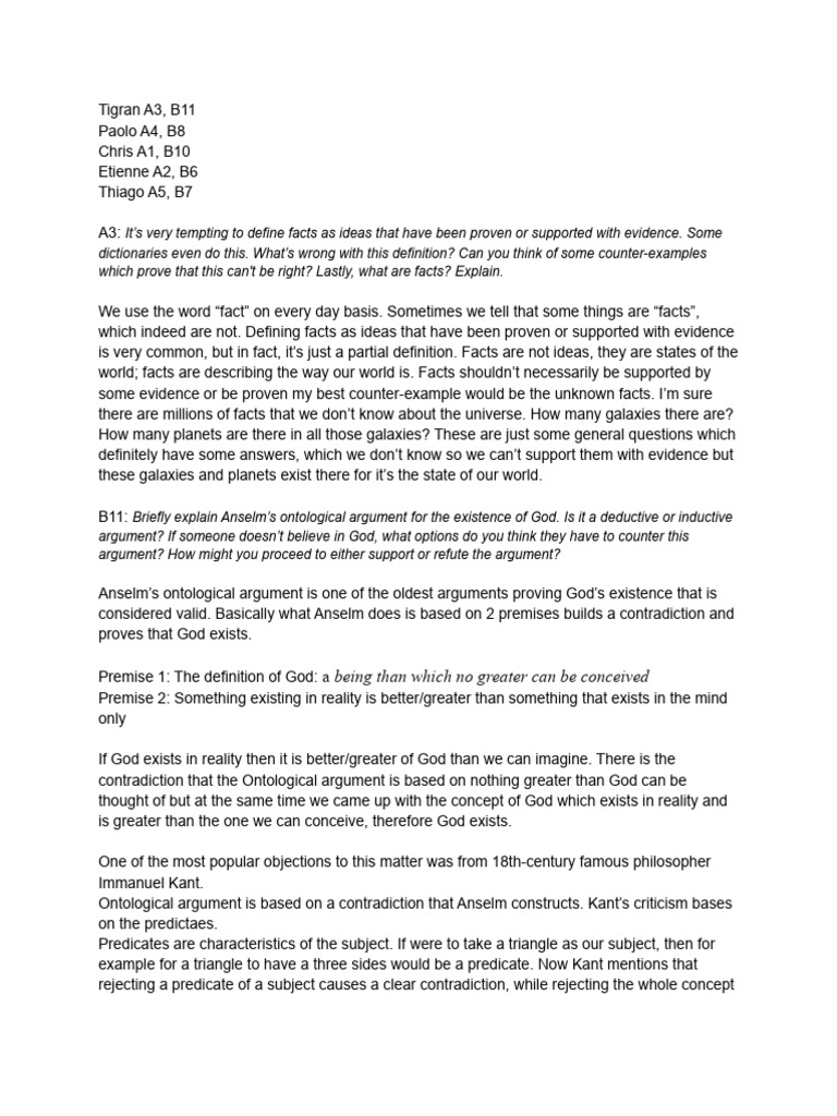 Knowledge Assignment #1 Group | Download Free PDF | Logical Consequence | Argument