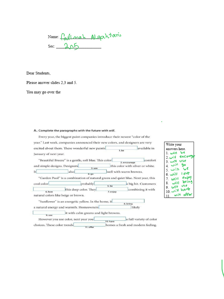 RW 001 Book 2 Unit 2 Part 3 Activity 1 | PDF