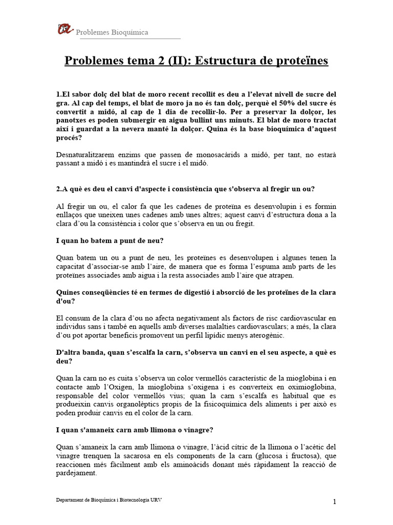 T2 (Full 2 - Estructura Proteïnes) Problemes | PDF