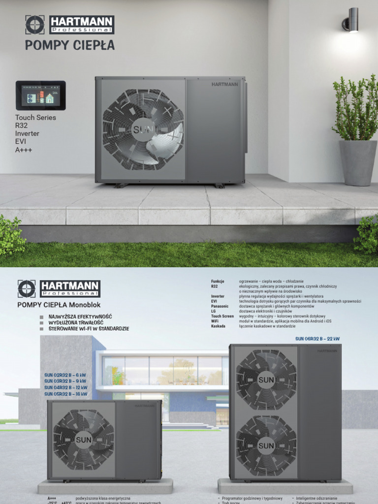 2023 SUN R32 Touch Pompa Ciepła Hartmann-Karta | PDF