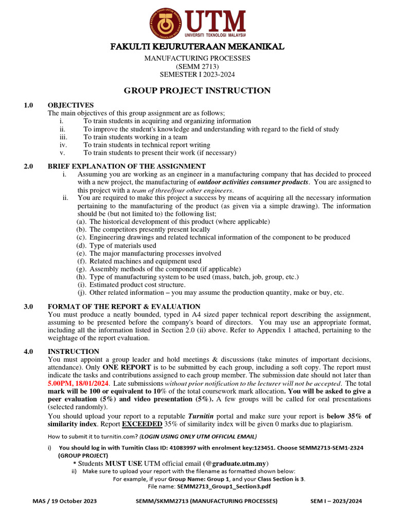 SKMM2713 GROUP PROJECT HANDOUT and PEER ASSESMENT FORM PERDANA 20232024 | PDF | Information ...