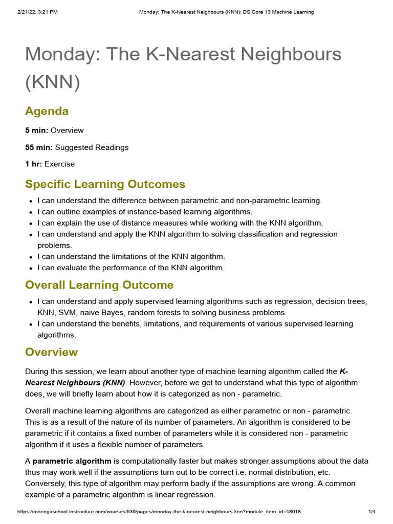 Monday - The K-Nearest Neighbours (KNN) - DS Core 13 Machine Learning ...