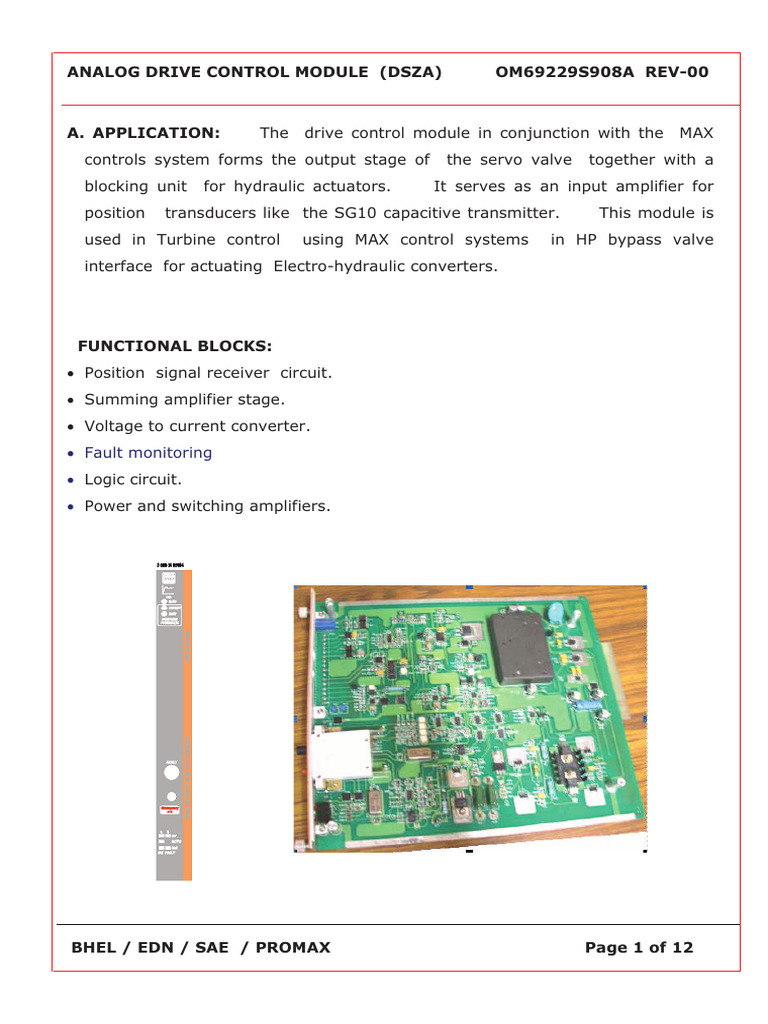 Analog Drive Control Module (DSZA) | PDF | Amplifier | Electronic Oscillator