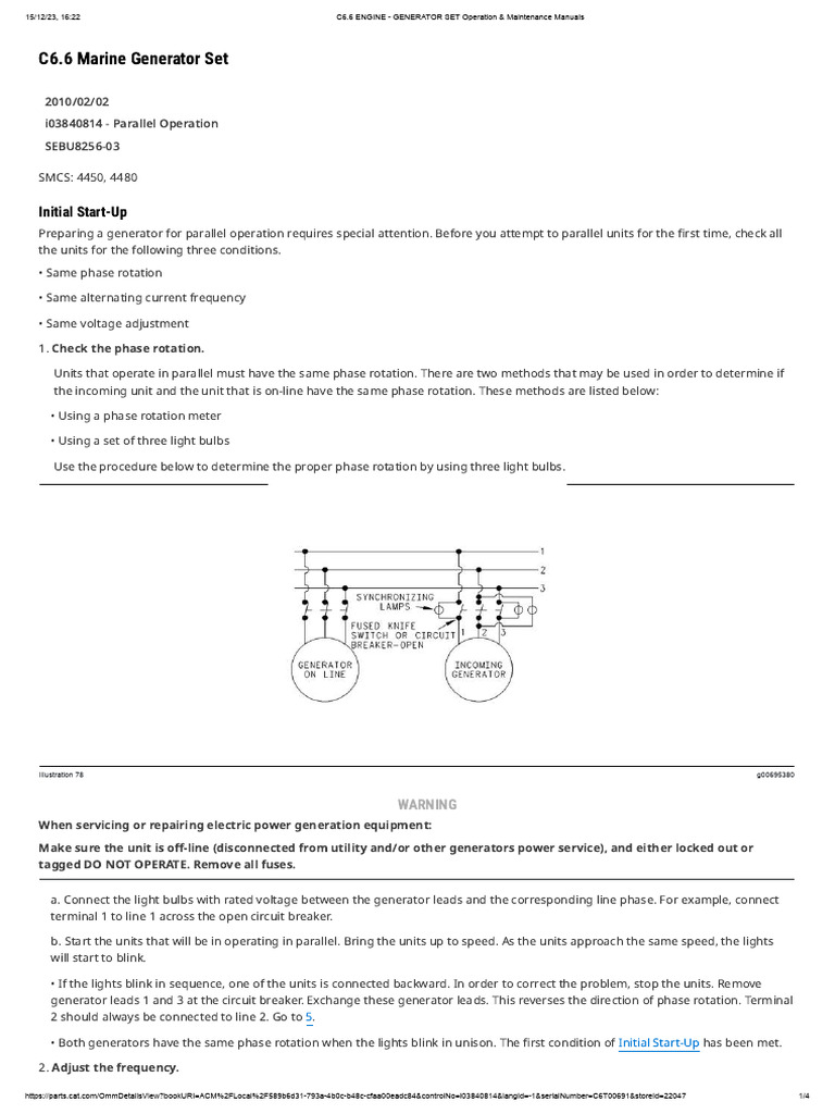 C6.6 ENGINE - GENERATOR SET Operation & Maintenance Manuals - PARALLEL OPERATION | PDF ...