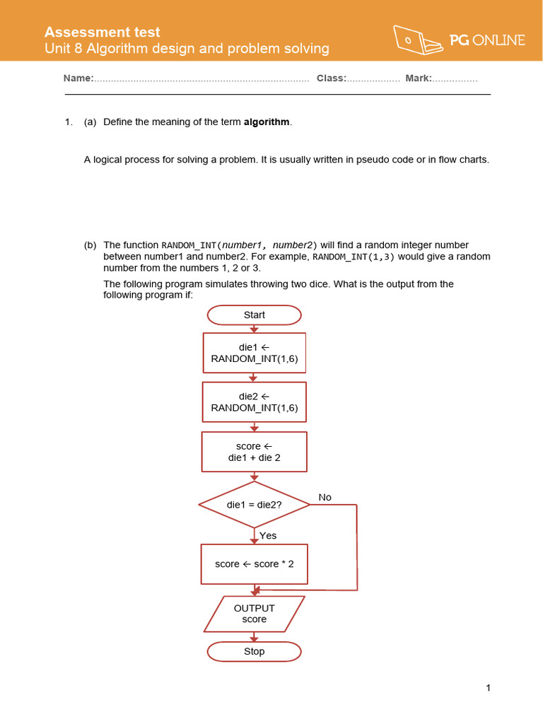 Compsci Topic 7 Assessment Test | PDF | Algorithms | Applied Mathematics