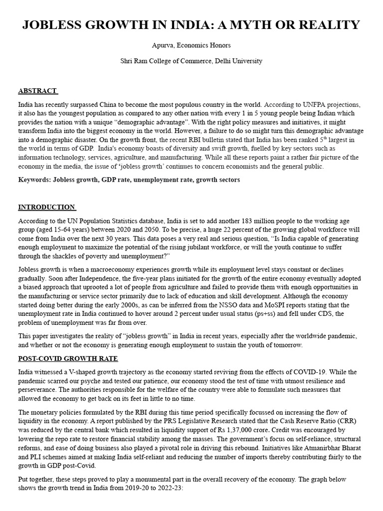 Jobless Growth | PDF | Cost Of Living | Economic Growth