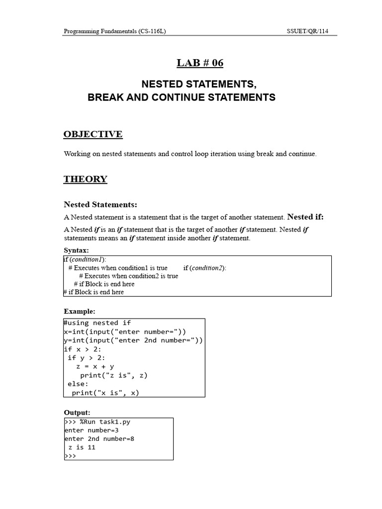 Python Lab # 6 | PDF | Control Flow | Computer Engineering