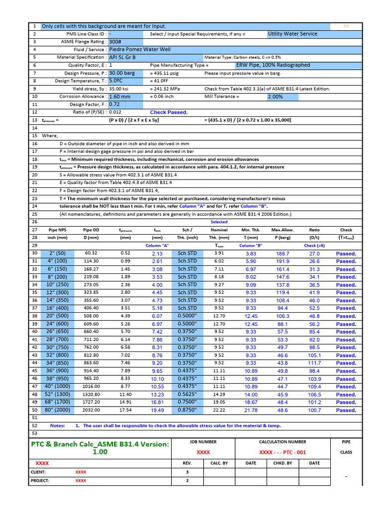Pipe Thickness and Branching Calculations | PDF | Pipe (Fluid ...