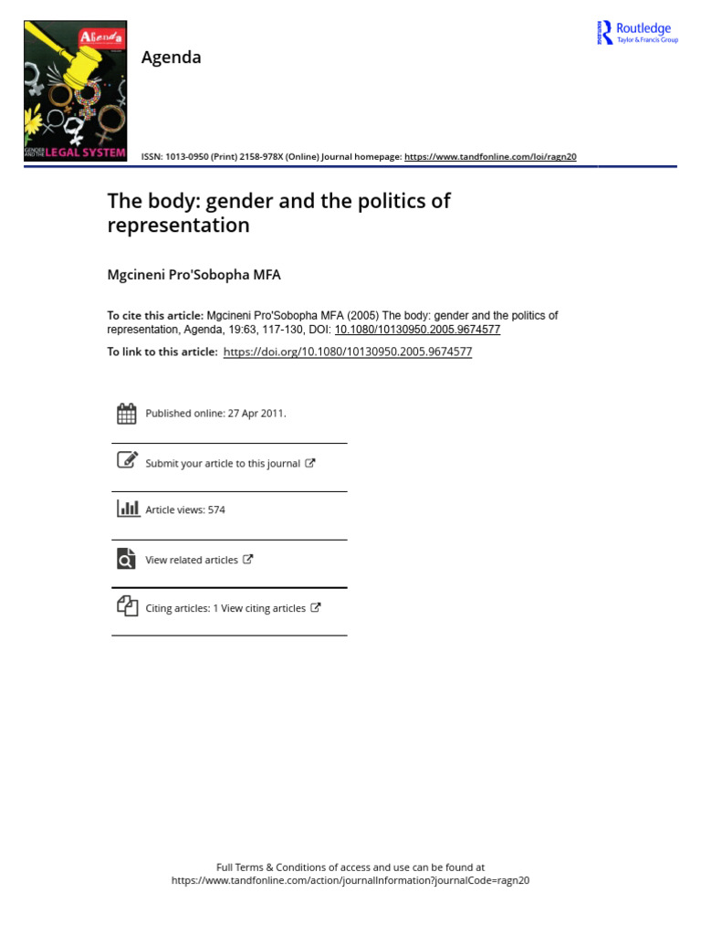 The Body Gender and The Politics of Representation | PDF