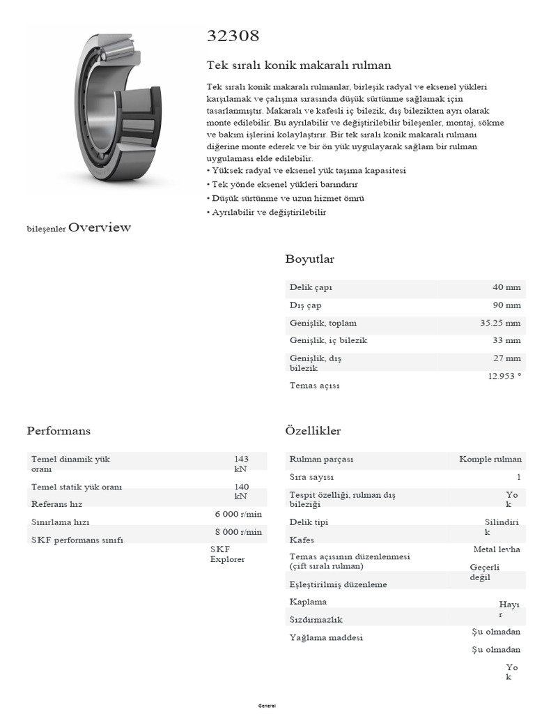 SKF 32308 Specification (1) - 20231227004939 | PDF