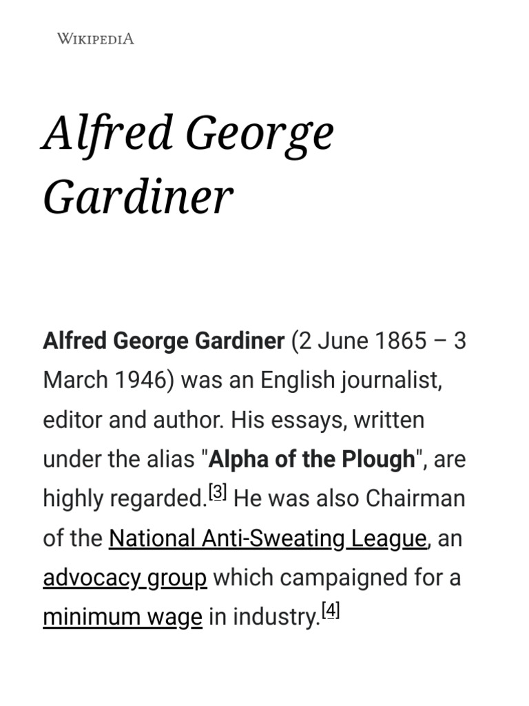 Alfred George Gardiner - Wikipedia | PDF