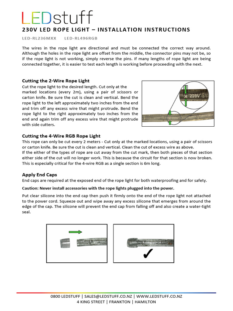 230V LED Rope Light - Installation Instructions | PDF | Electrical ...