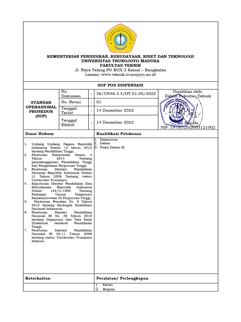 Sop - Pos Dispensasi | PDF