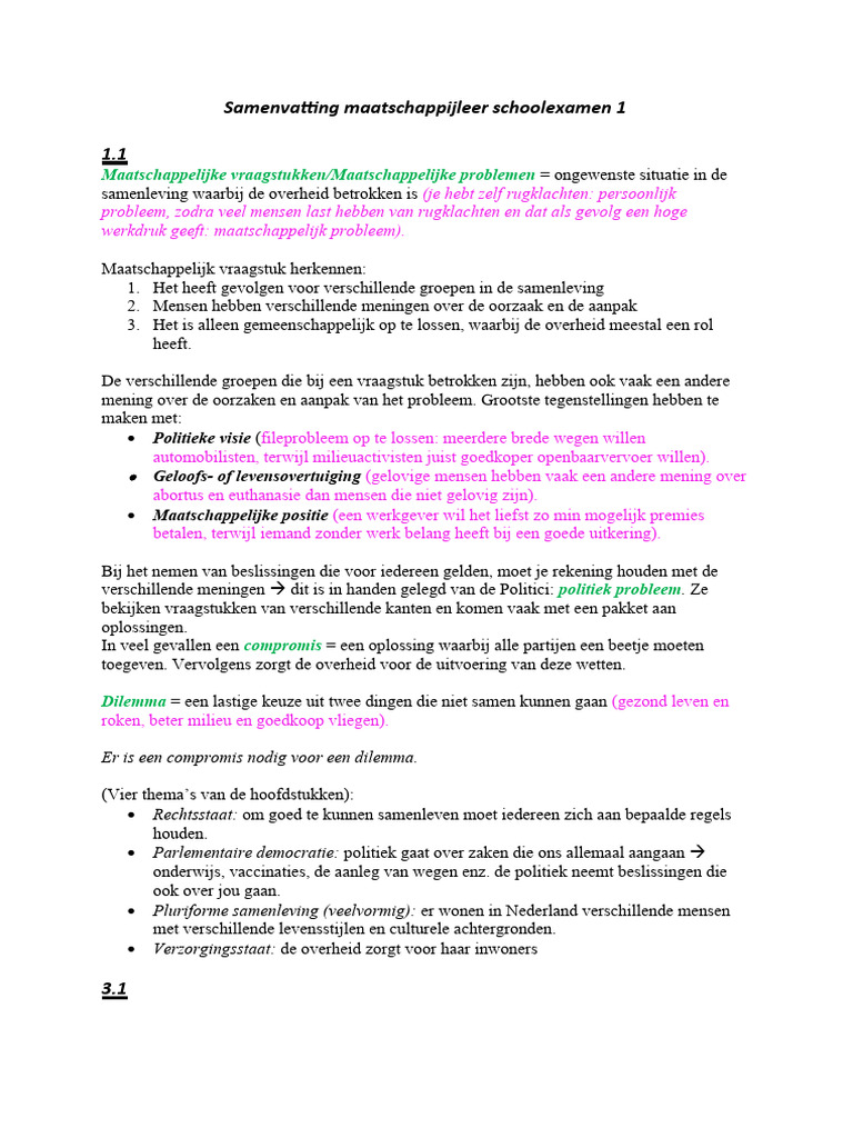 Maatschappijleer Samenvatting | PDF