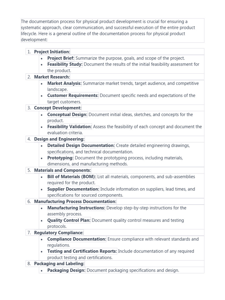 The Documentation Process For Physical Product Development | PDF ...