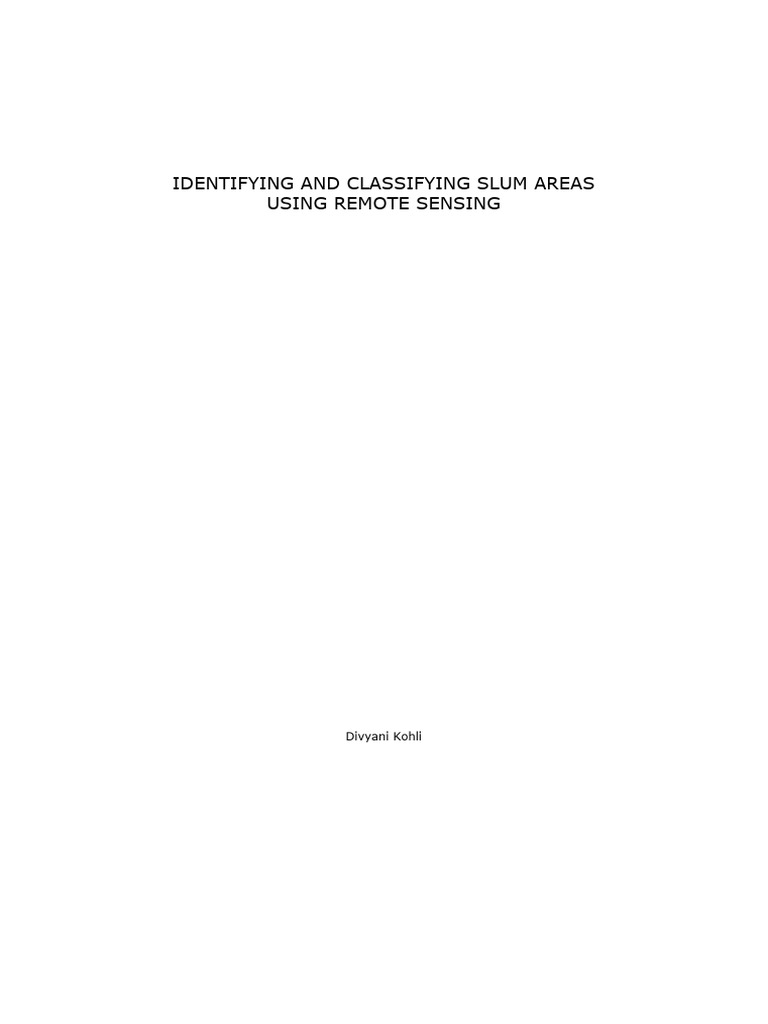 Identifying and Classifying Slum Areas Using RS | PDF
