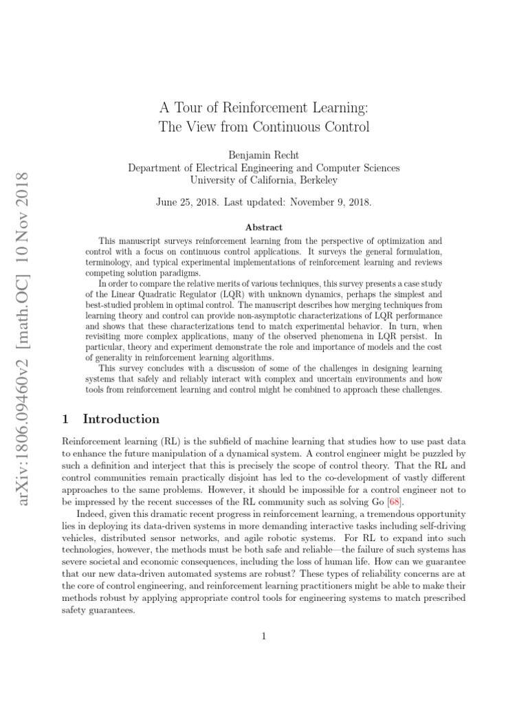 从LQR角度看RL和控制 | PDF | Mathematical Optimization | Machine Learning