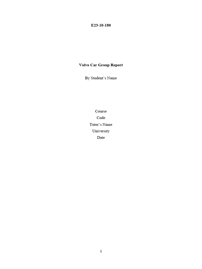 Volvo Car Group Operational Strategy Analysis | PDF | Supply Chain ...