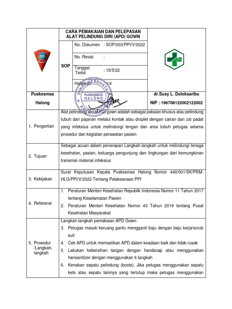 Sop Penggunaan Apd | PDF