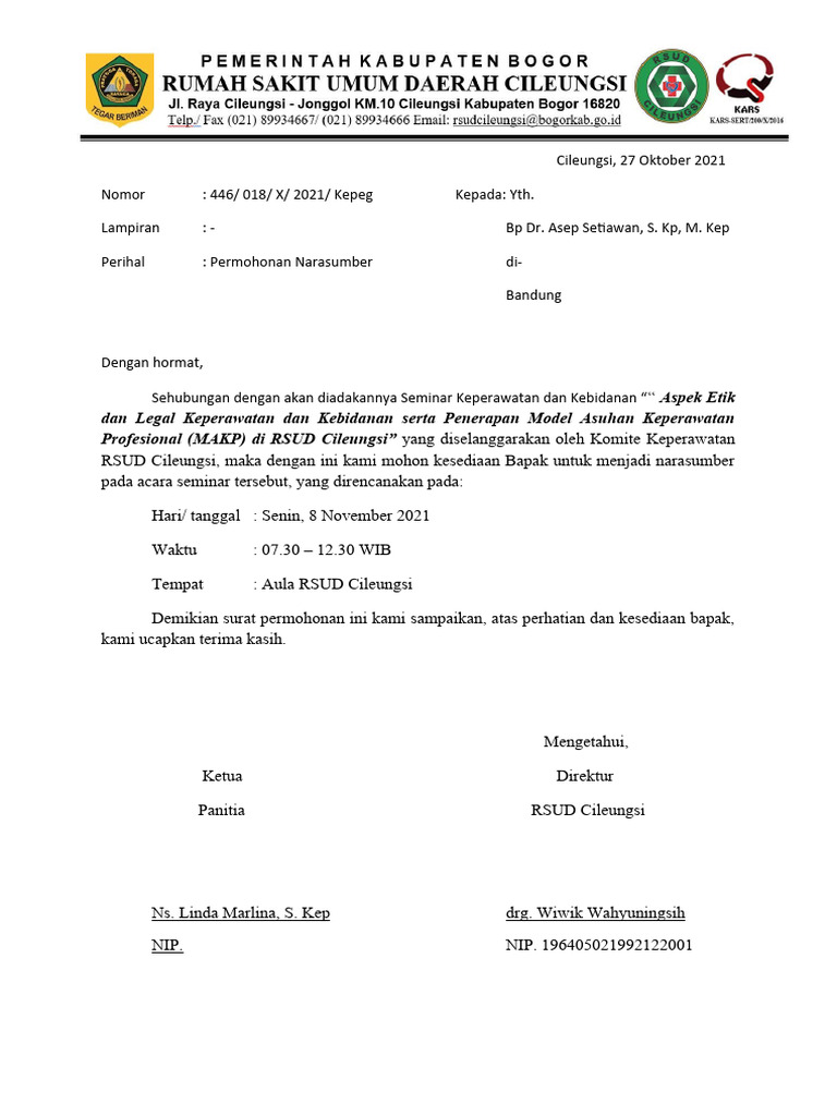 Surat Permohonan Narsum | PDF