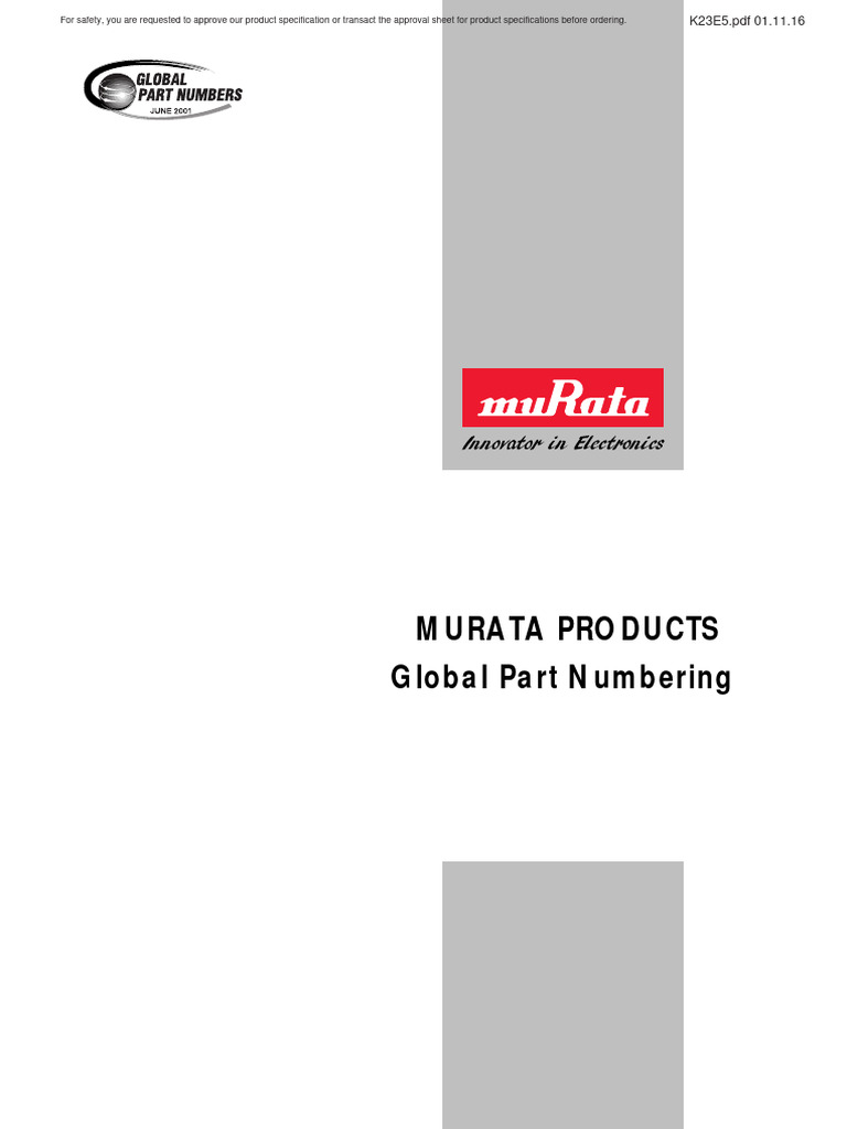 MURATA PRODUCTS Global Part Numbering | PDF | Electronic Filter | Capacitor