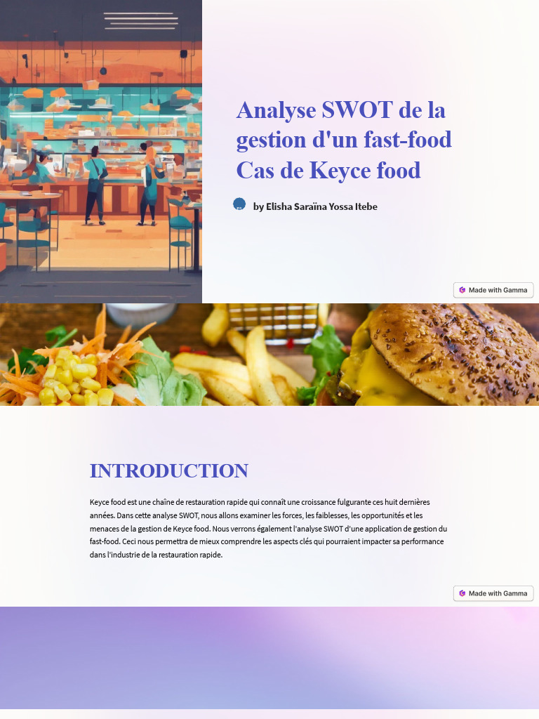 Analyse SWOT de La Gestion Dun Fast Food Cas de Keyce Food | PDF