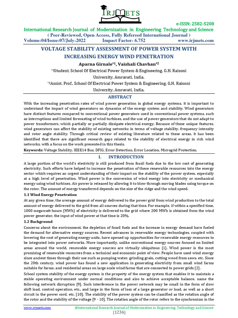 Aparna Published Paper End | PDF | Wind Power | Wind Turbine