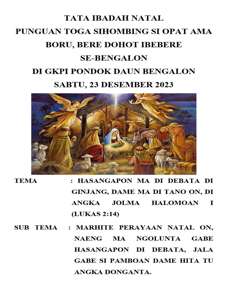 Tata Ibadah Natal Pungun Toga Sihombing 2023 | PDF