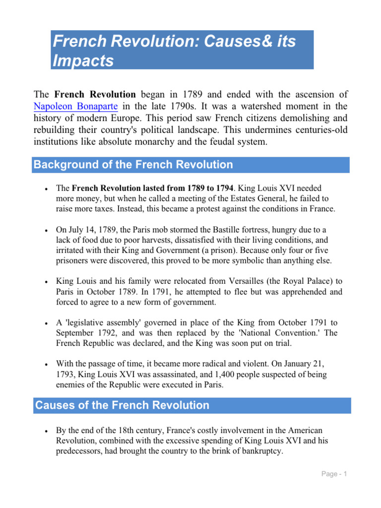 French Revolution | PDF | French Revolution | Reign Of Terror