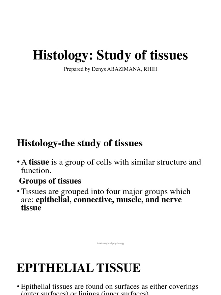 Histology-The Study of Tissues | PDF | Epithelium | Connective Tissue
