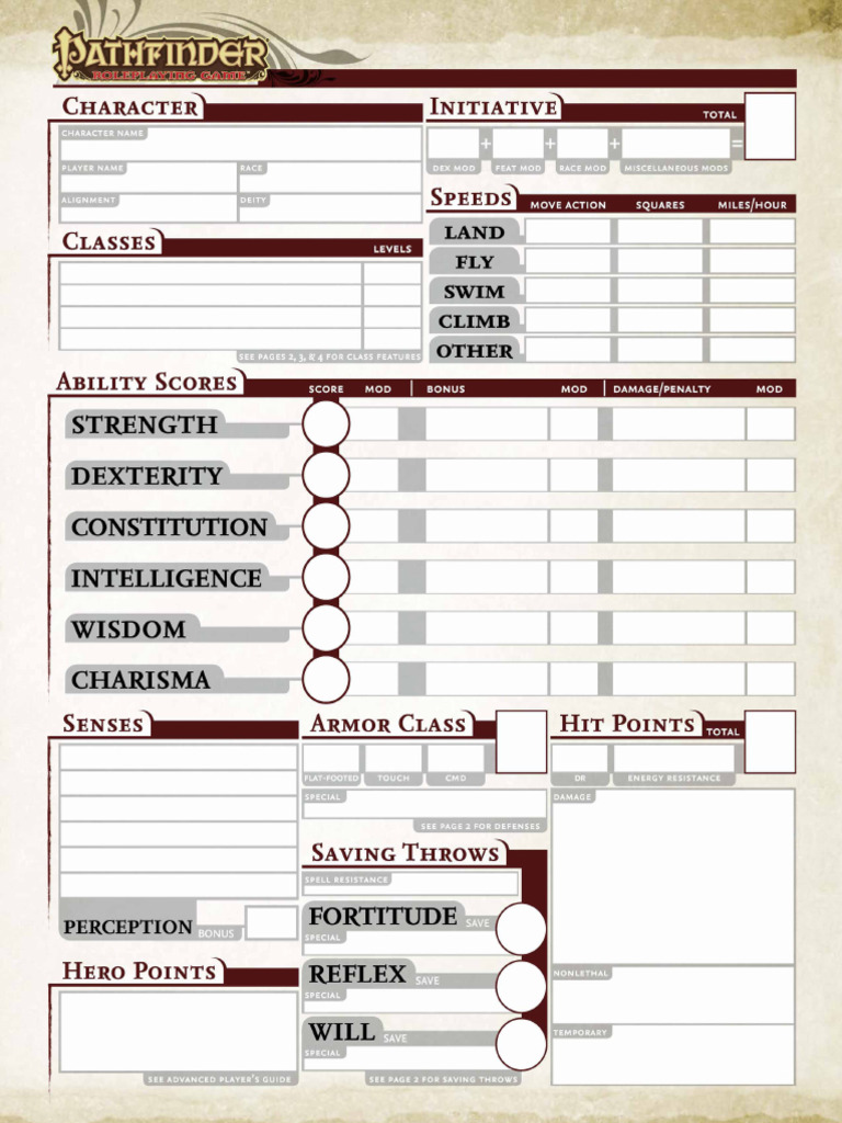 Pathfinder Roleplaying Player Character Folio | PDF