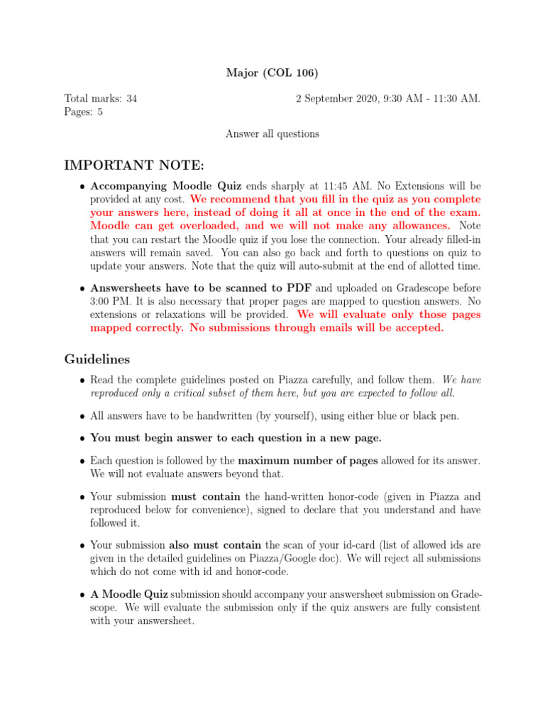 COL106 Major 2019-20 Sem2 | Download Free PDF | Time Complexity | Computer Programming