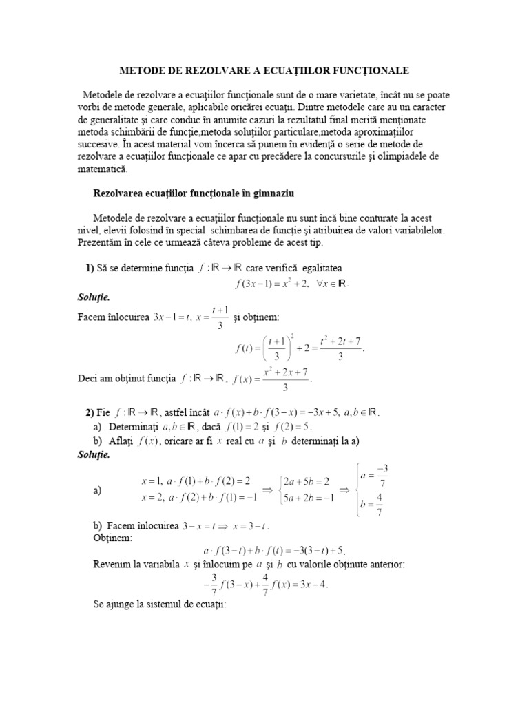 Ecuatii Functionale OJM | PDF